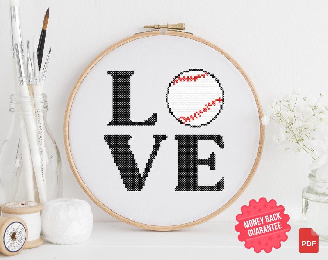 Love Baseball Cross Stitch Pattern: Modern Sports Design (PDF) - Etsy