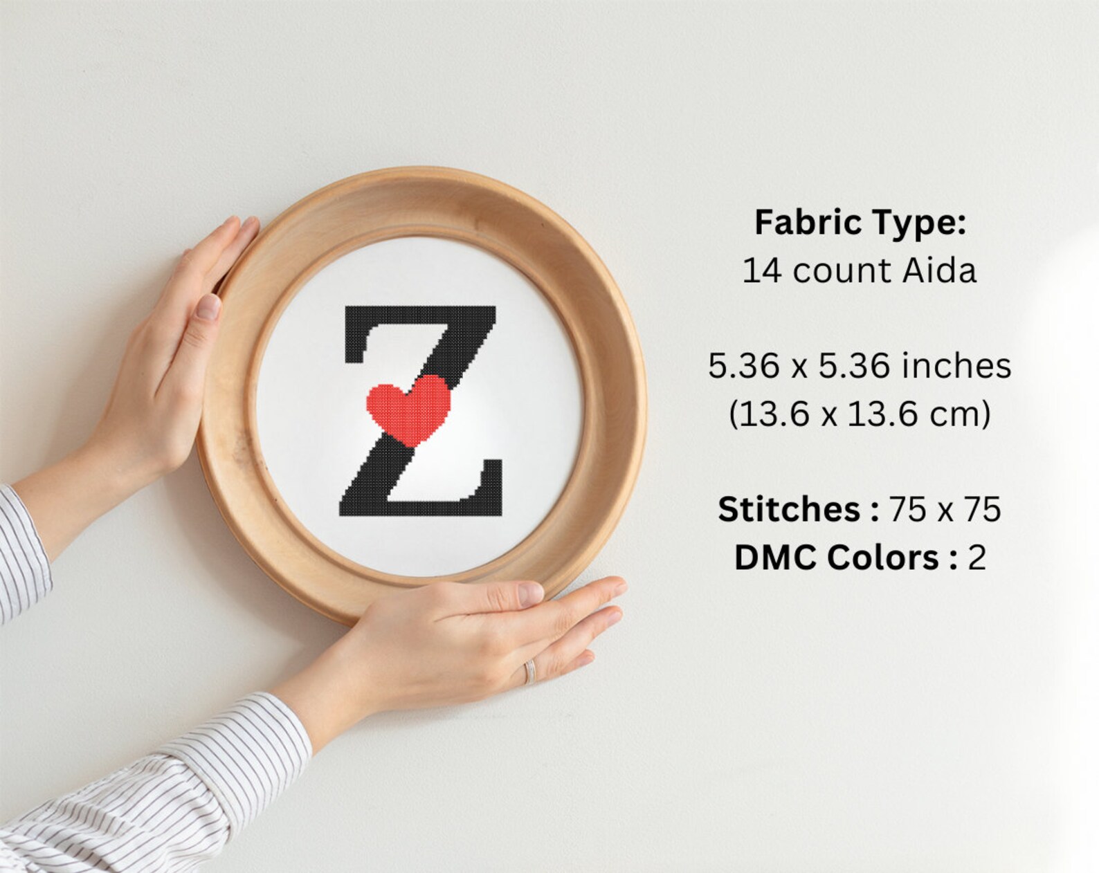 Love Letter Z Cross Stitch Pattern: Alphabet Hoop Art (PDF Download) - Etsy