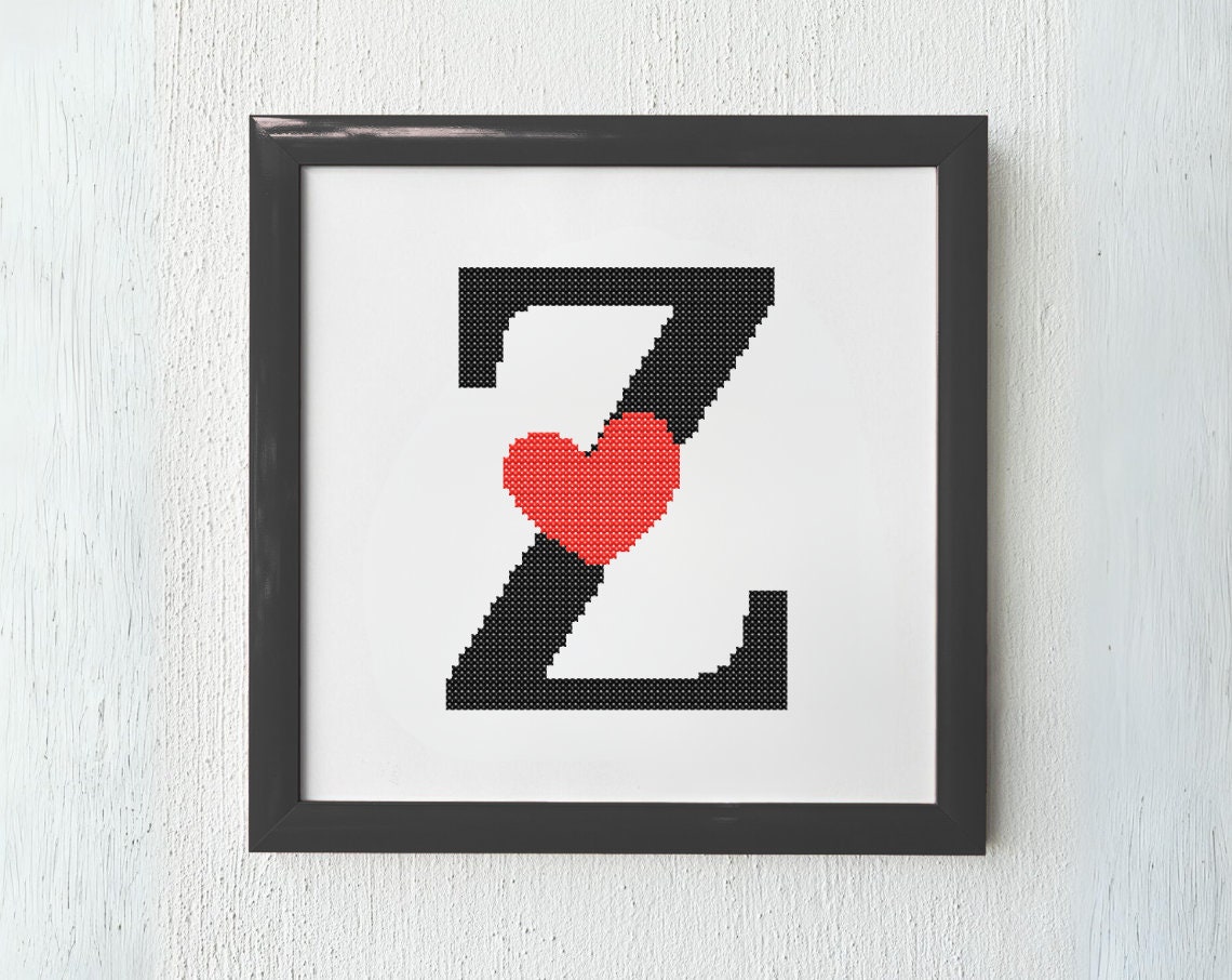 Love Letter Z Cross Stitch Pattern: Alphabet Hoop Art (PDF Download) - Etsy