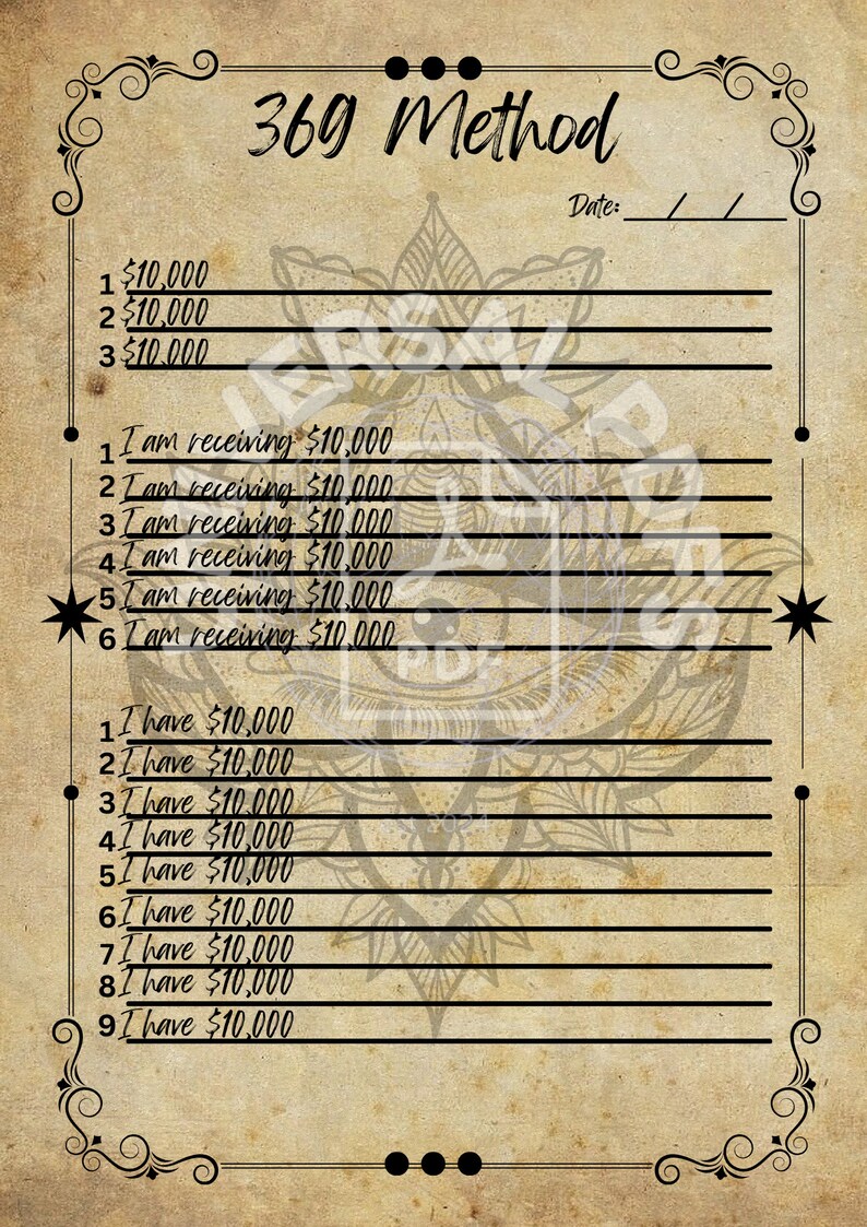 369 Method Journal manifestationprintable Pdf - Etsy