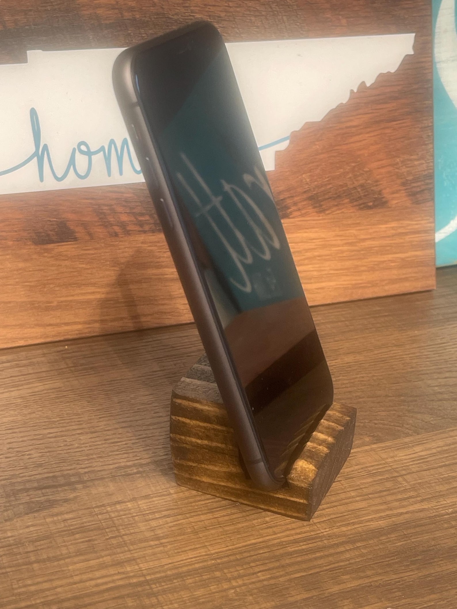 Handmade Wooden Phone Stand | Reclaimed Wood Desk Accessory | Eco ...