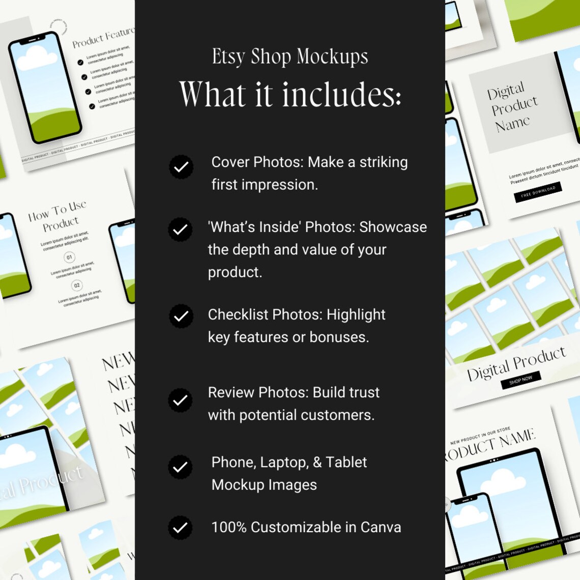 100 Mockup Canva Template for Coaches, Digital Product Mockup, Digital ...