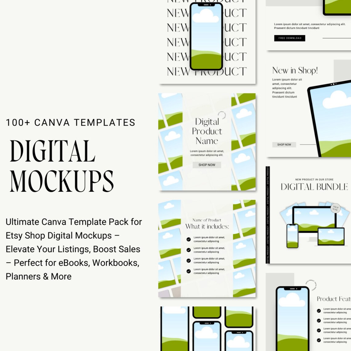 100 Mockup Canva Template for Coaches, Digital Product Mockup, Digital ...