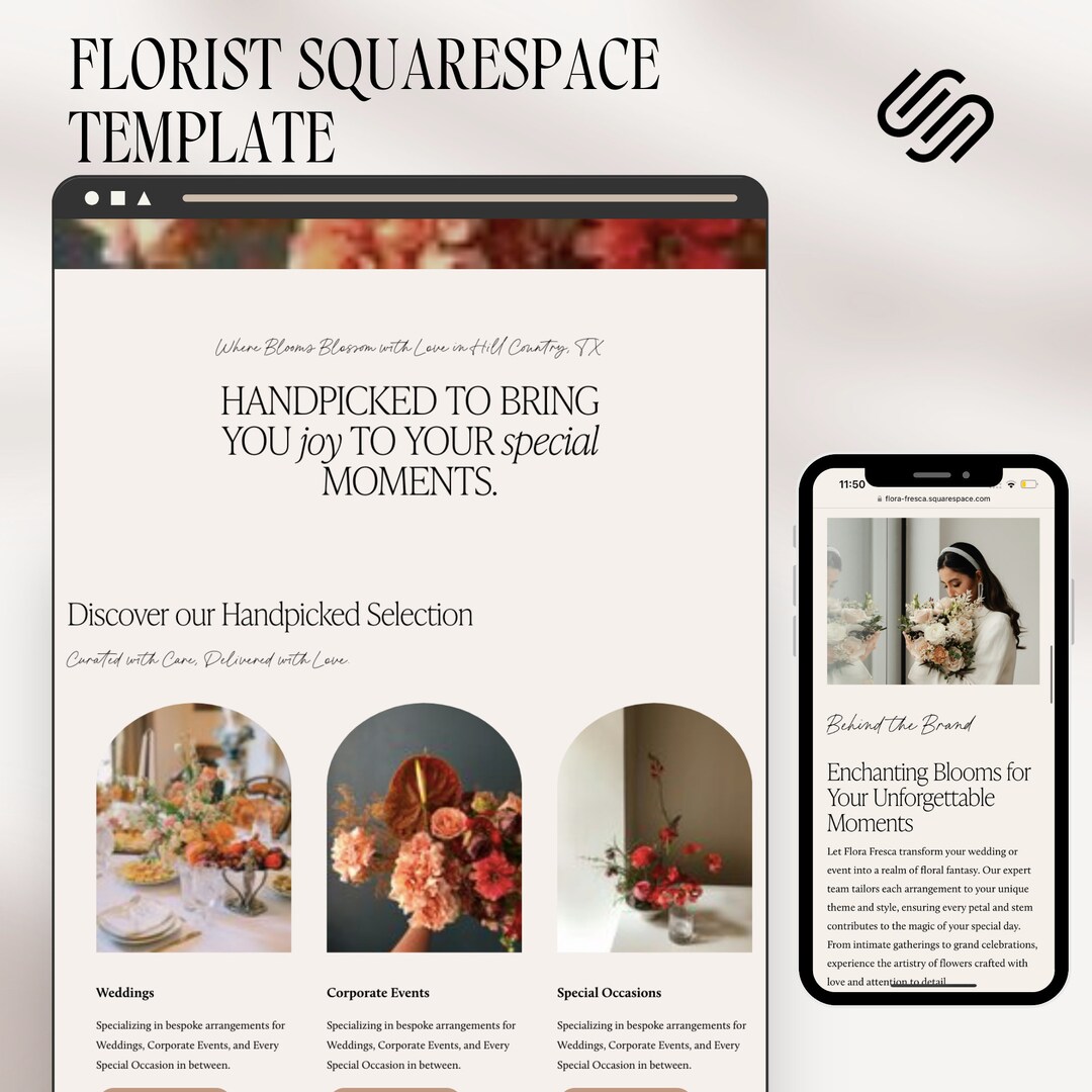 Florist Squarespace Template, Squarespace Landing Page, Wedding ...