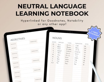 Language Learning Planner Notebook Study Journal, iPad Notes or ...