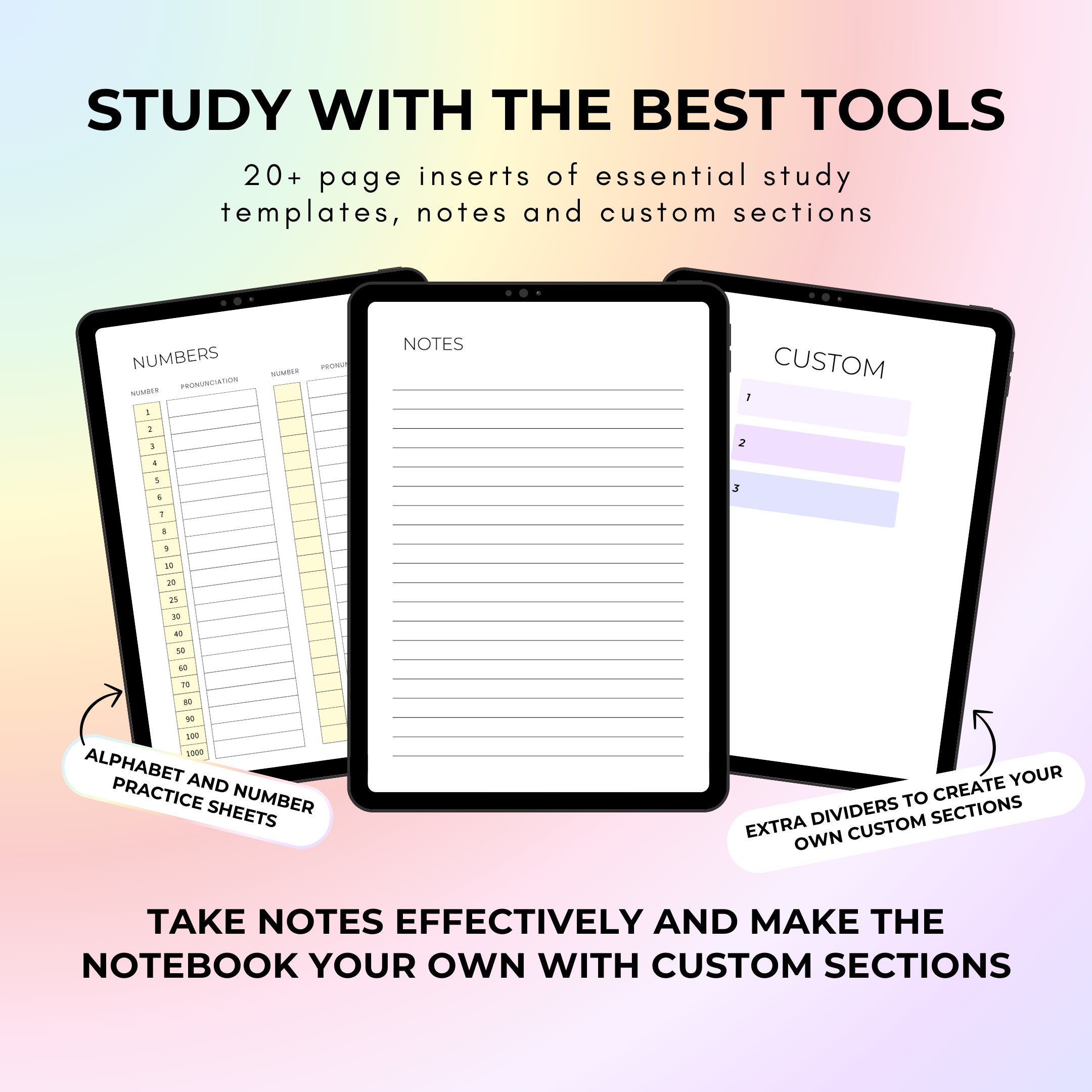 Pastel Rainbow Language Learning Notebook, Hyperlinked Journal, iPad ...