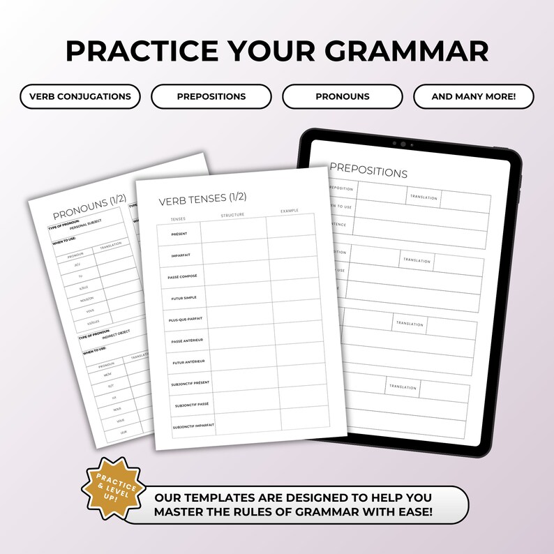 French White Language Learning Notebook, Hyperlinked Journal, iPad ...