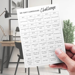 30 Day Language Learning Challenge Printable Worksheet, Language Study ...