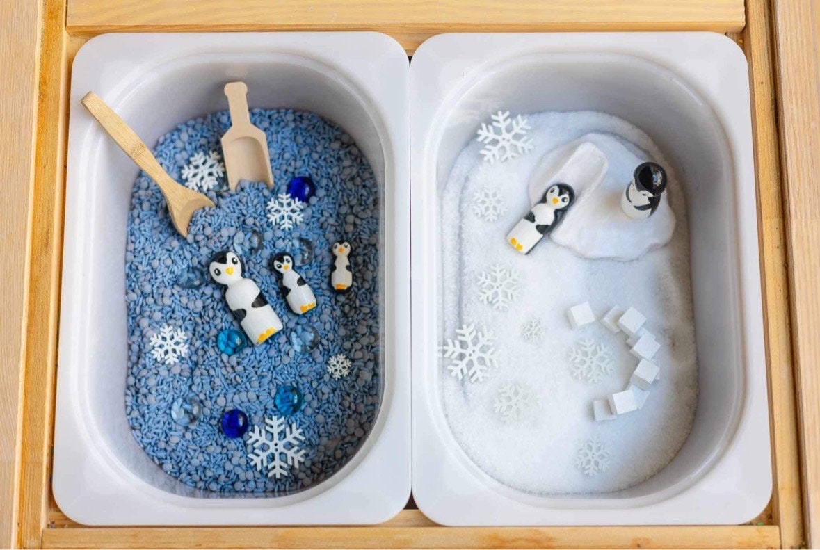 Arctic Sensory Bin, Penguin Peg Dolls, Winter Sensory Play, Small World ...