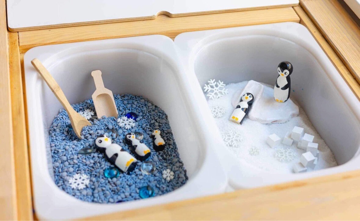 Arctic Sensory Bin, Penguin Peg Dolls, Winter Sensory Play, Small World ...