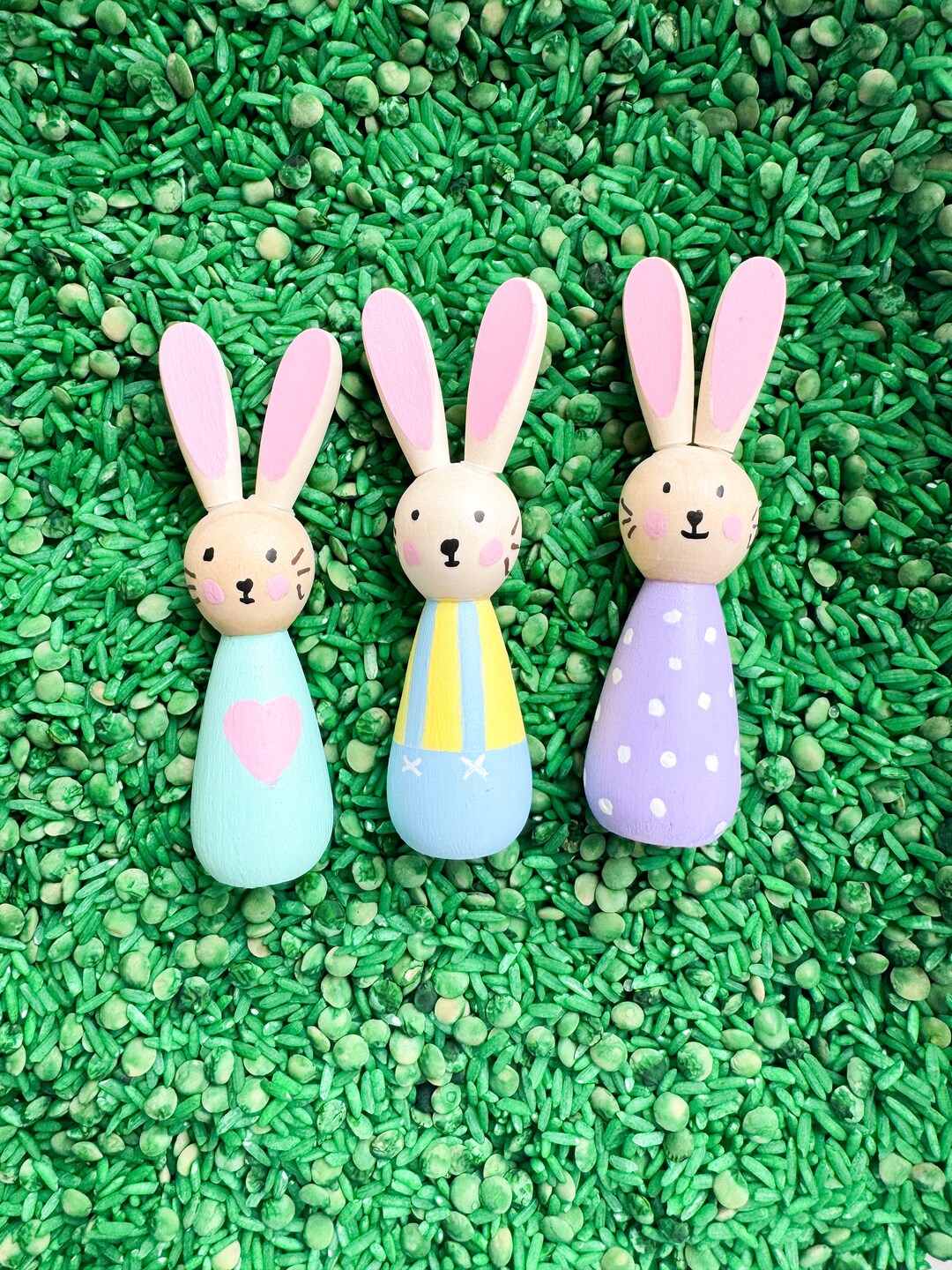 Bunny Peg Dolls Easter Peg Dolls Spring Family Easter Basket Easter ...