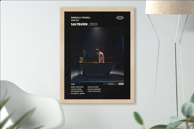 Oliver in the Tub - Blackbackground - Saltburn Movie Poster - Mid ...