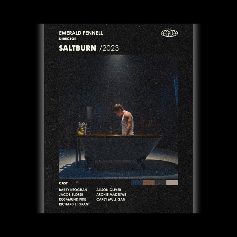 Oliver in the Tub - Blackbackground - Saltburn Movie Poster - Mid ...