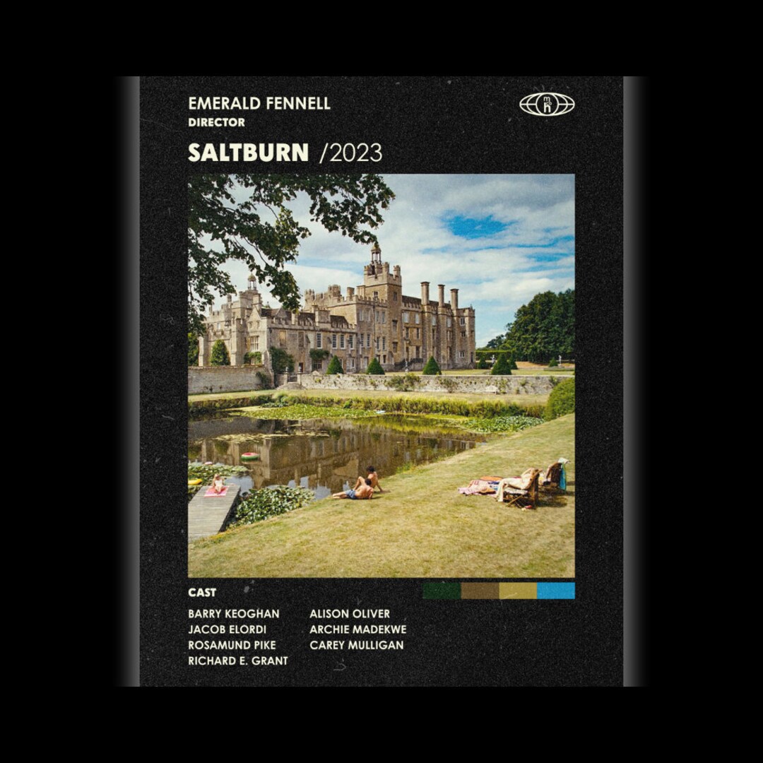 Saltburn Movie Poster - Black Background - Mid-century Minimalist ...