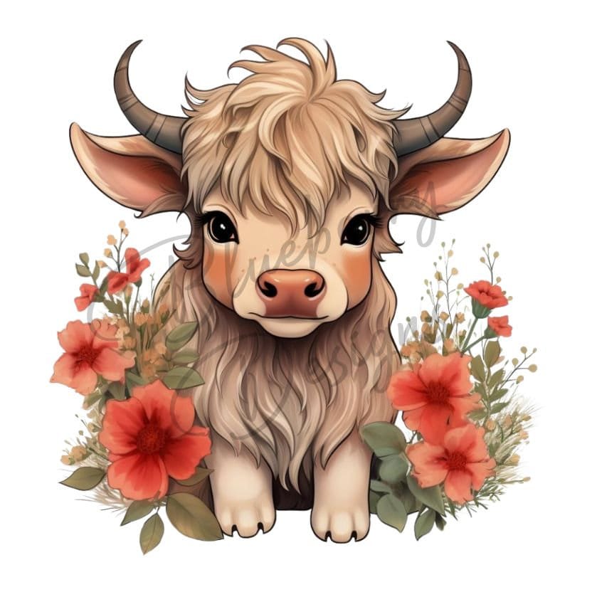 Cute Highland Cow Sticker, Laptop Sticker, Planner Sticker, Clear ...
