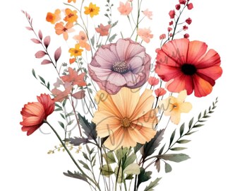 Beautiful Translucent Dried Wildflower Bunch Sticker, Dried Wildflowers ...