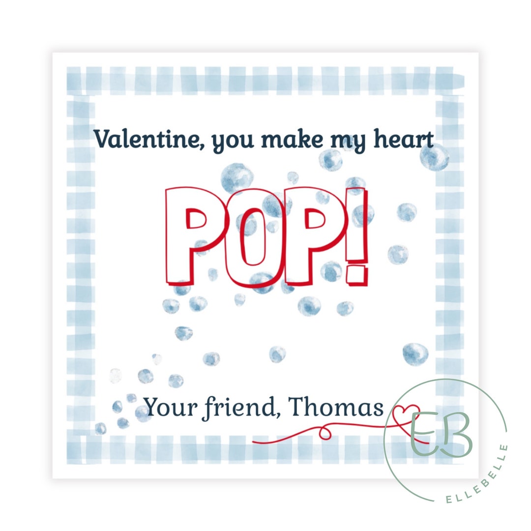 Printable Bubbles Valentine / Valentine Card / Editable Valentine Tag ...