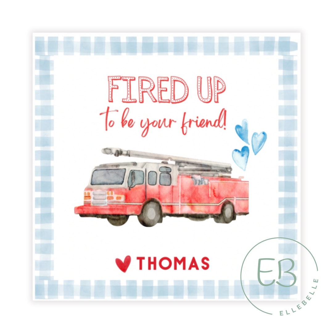 Printable Fire Truck Valentine / Fire Truck Valentine Card / Editable ...