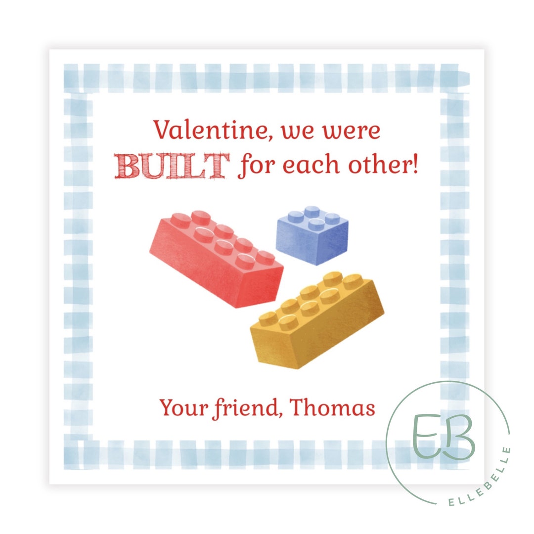 Printable Building Blocks Valentine / Valentine Card / Editable ...