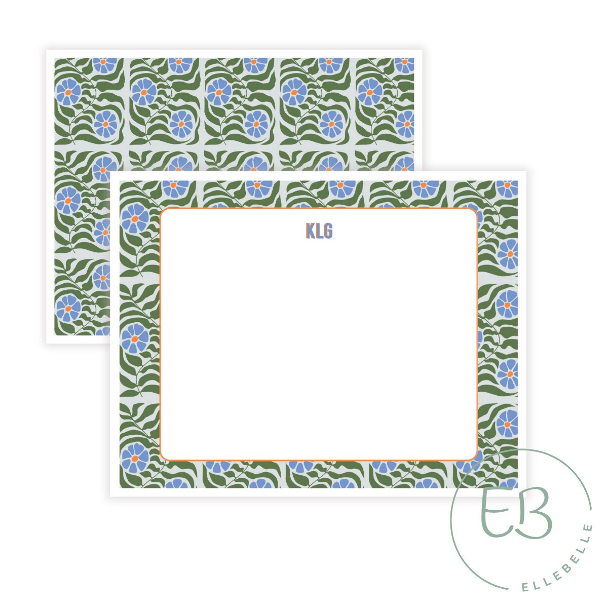 Personalized Stationery, Printable Notecard, Block Print Stationery ...