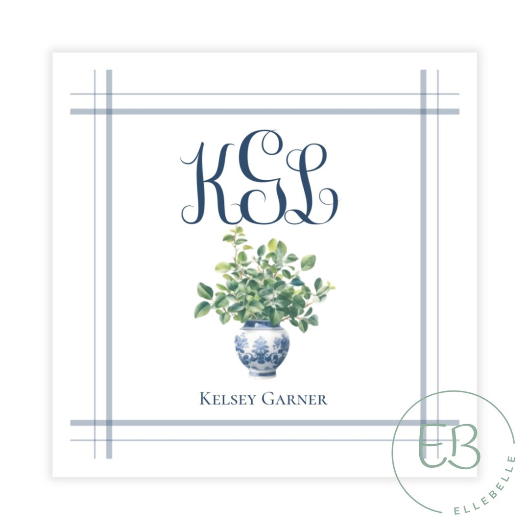 Printable Calling Cards, Monogram Calling Card Template, Chinoiserie ...