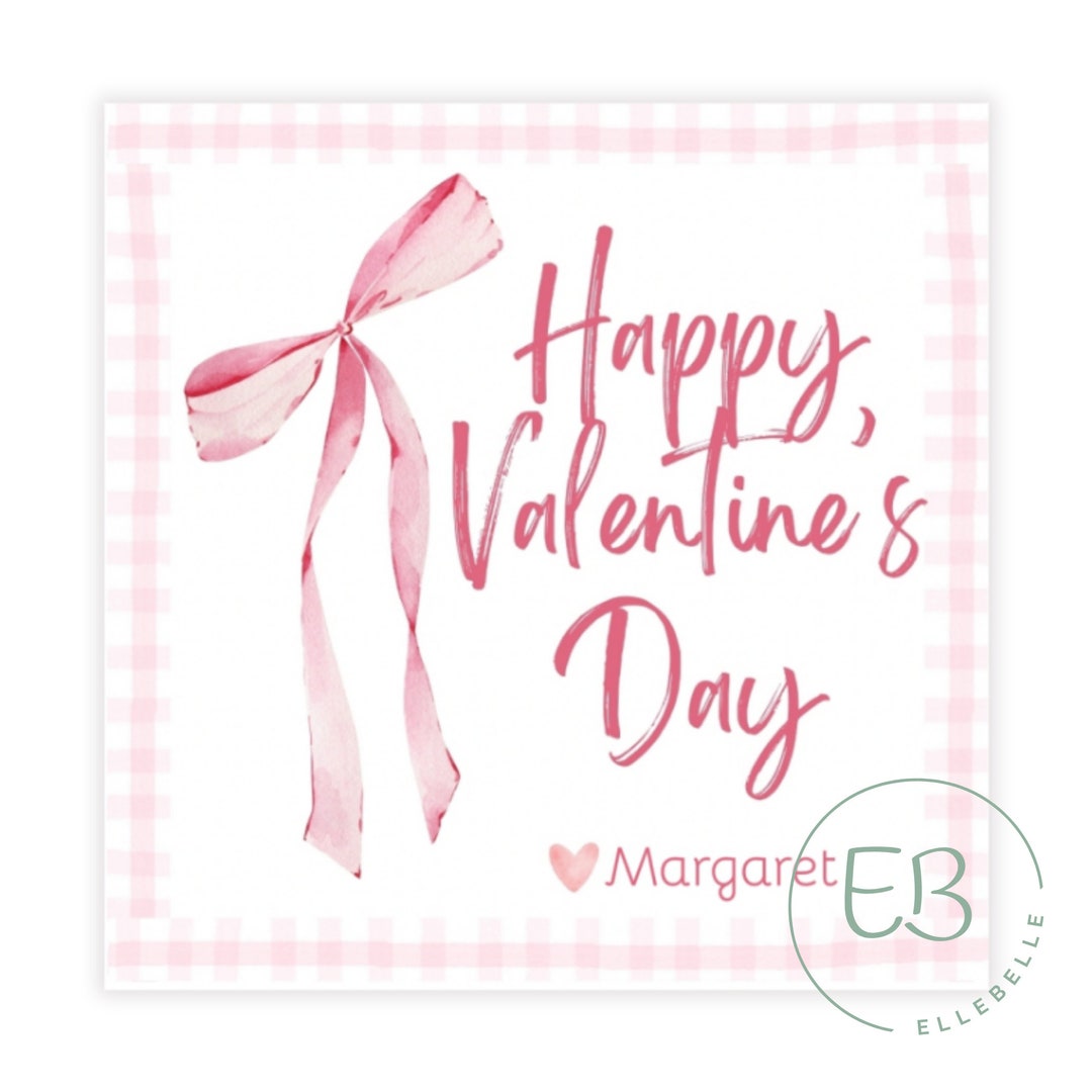Printable Pink Bow Valentine / Valentine Card / Editable Valentine Tag ...