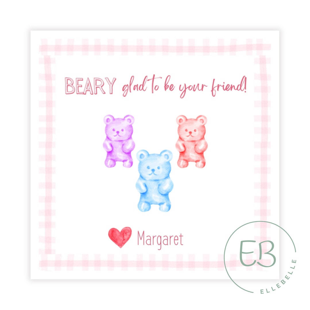 Printable Gummy Bear Valentine / Valentine Card / Editable Valentine ...