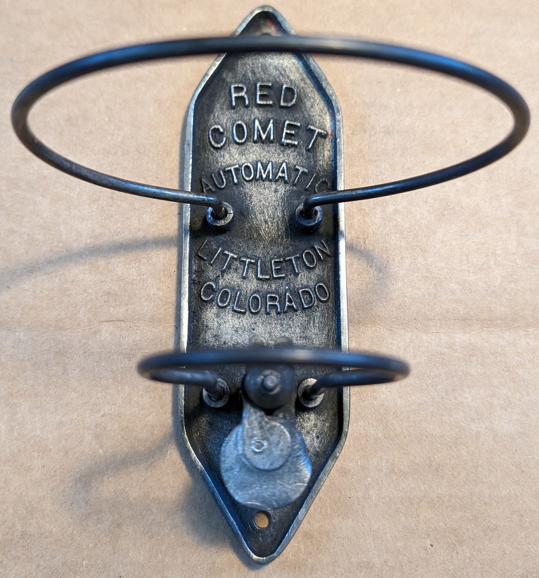 Vintage Red Comet Glass Fire Grenade Extinguisher Bracket Holder Mount ...