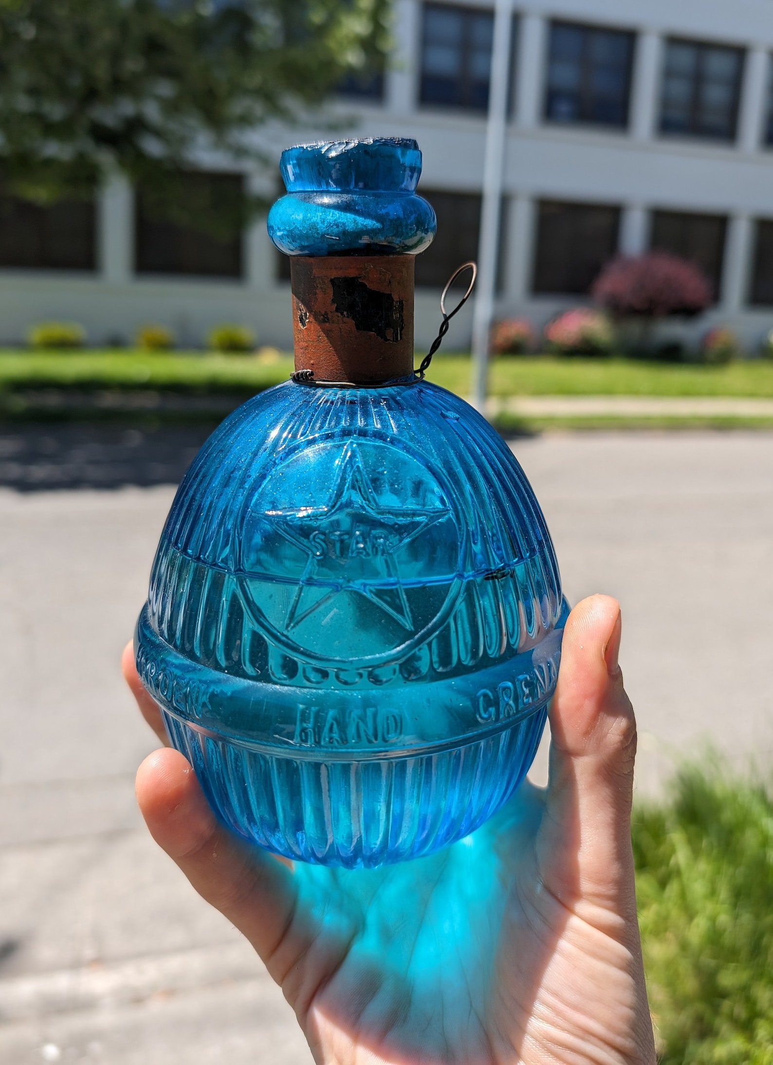 Harden Star Hand Glass Fire Grenade Fire Extinguisher, Antique Glass Cobalt Blue, Still Sealed ...