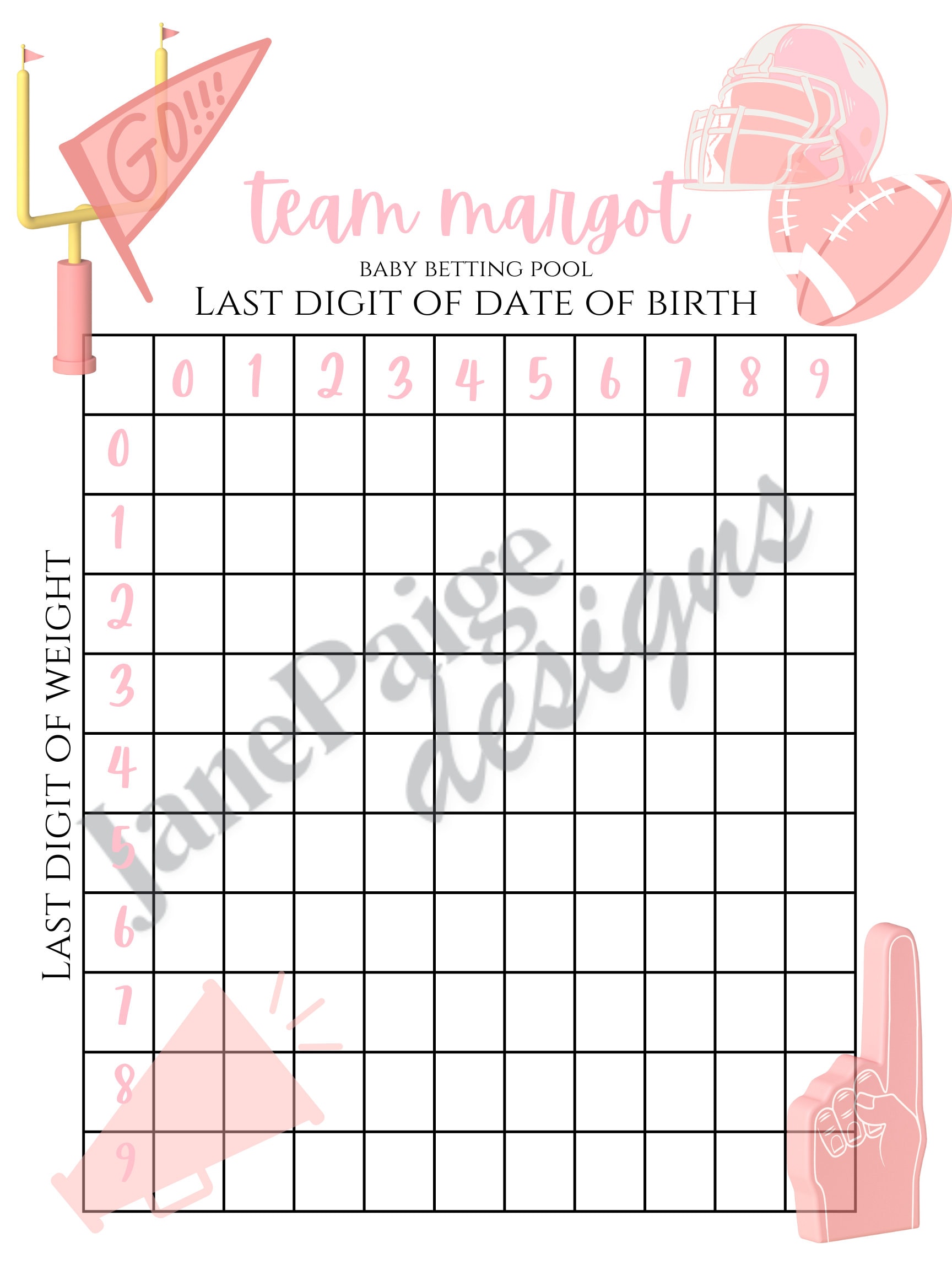 Customized Baby Betting Pool- Baby Shower Game PRINTABLE CUSTOM DESIGN ...