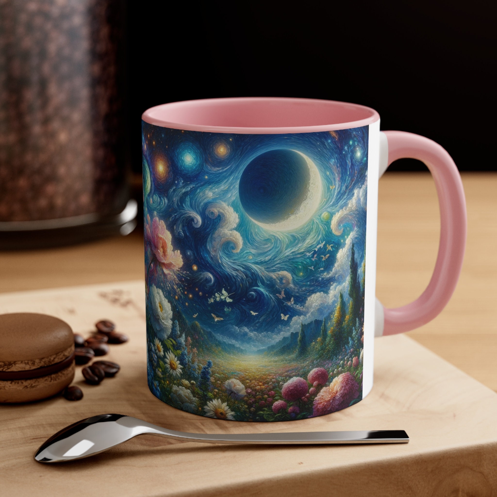 Moonlit Blooms: A Cosmic Symphony Accent Coffee Mug, 11oz - Etsy