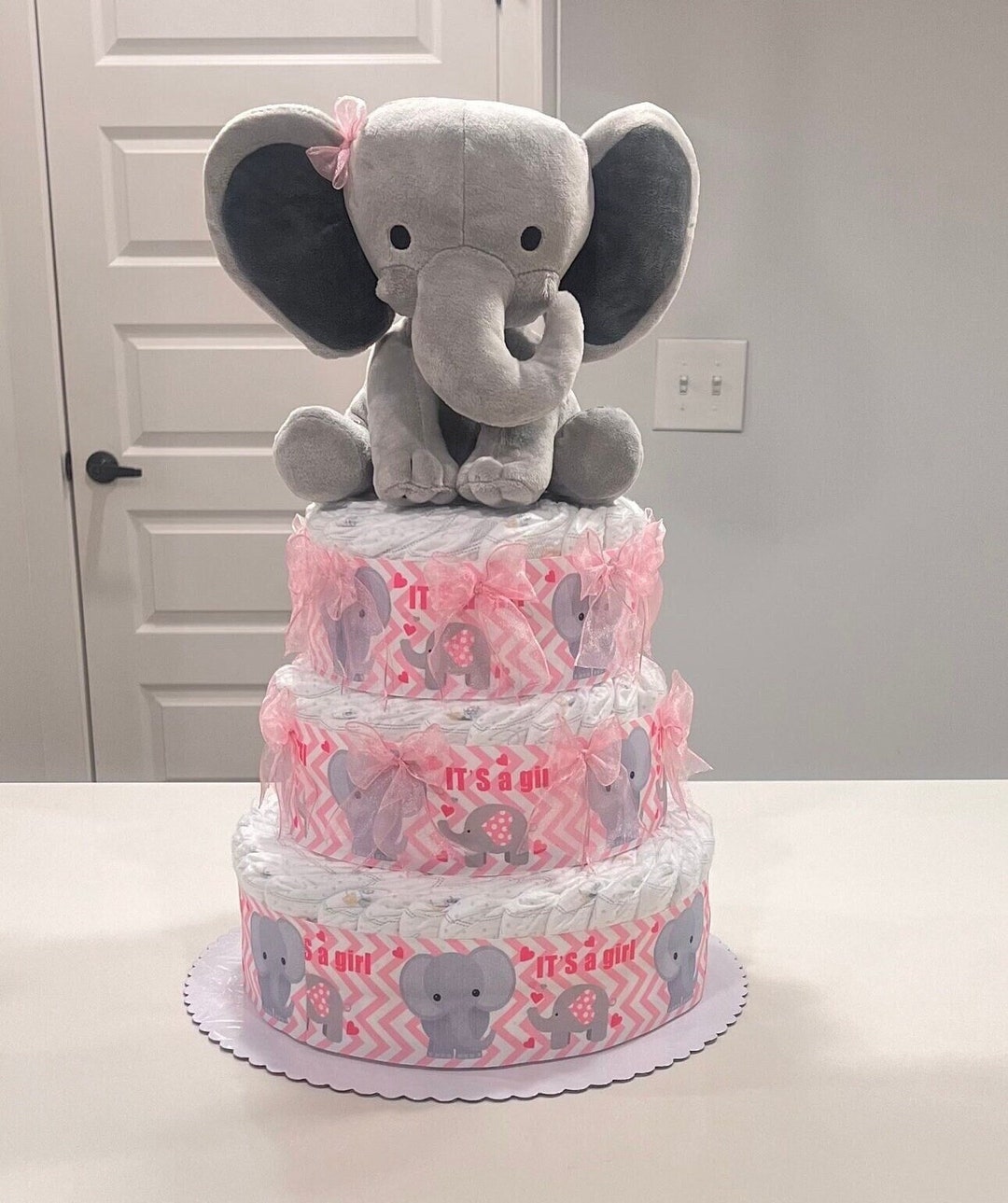 Elephant Themed Diaper Cake- Baby Shower Gift for Mom to Be-baby Shower ...