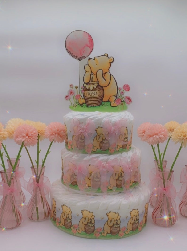 Winnie the Pooh Diaper Cake: Baby Shower Centerpiece Gift - Etsy