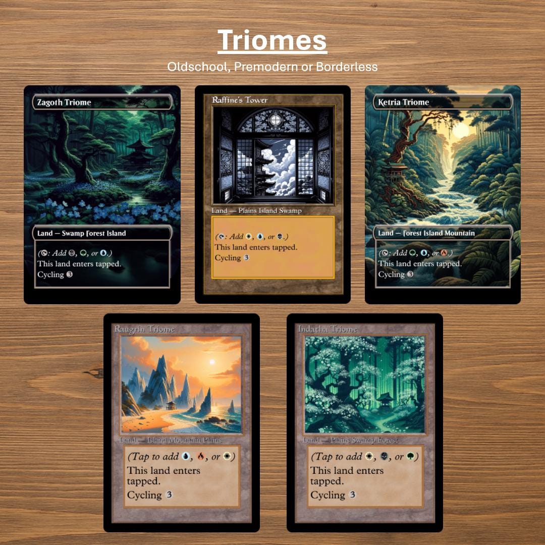 Triomes With Oldschool, Premodern or Borderless Frame (custom Lands for ...