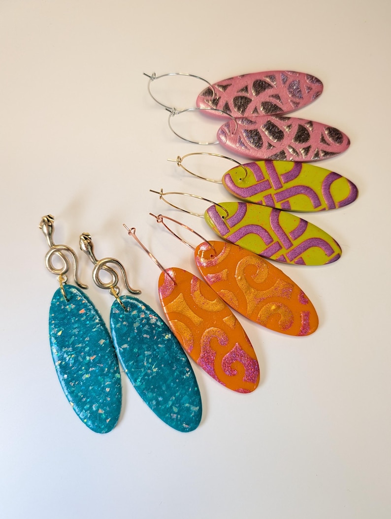 Oversized Funky Glam Earrings Handmade With Polymer Clay | Colorful ...