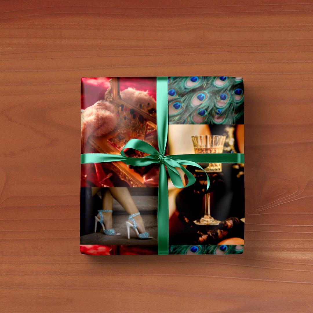 Peacock Glam Gift Wrap | Luxe Hollywood Vanity Wrapping Paper | Eco ...
