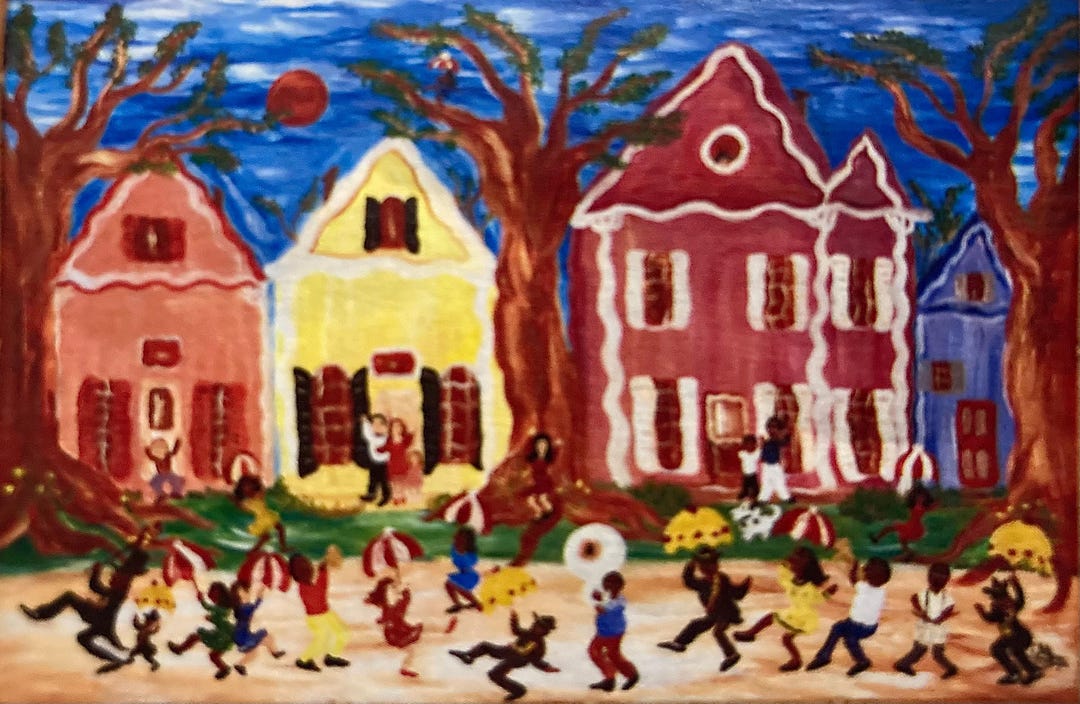 New Orleans Louisiana Second Line Painting Giclee Canvas Print, Hand ...