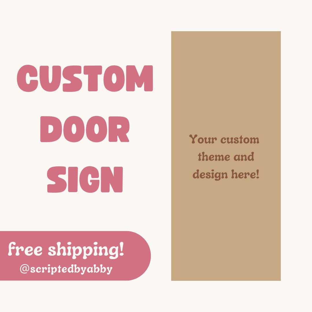 CUSTOM DOOR SIGN | Vertical Brown Paper Banner, Teacher Classroom Decor ...
