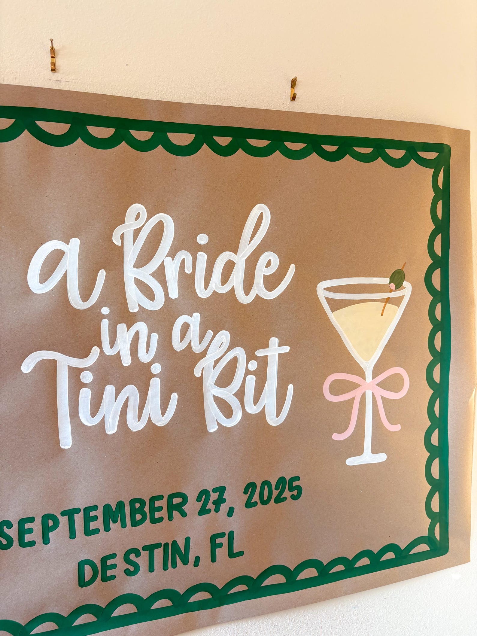 Bride in a Tini Bit Banner | Martini Theme, Custom Wording, Brown Paper ...