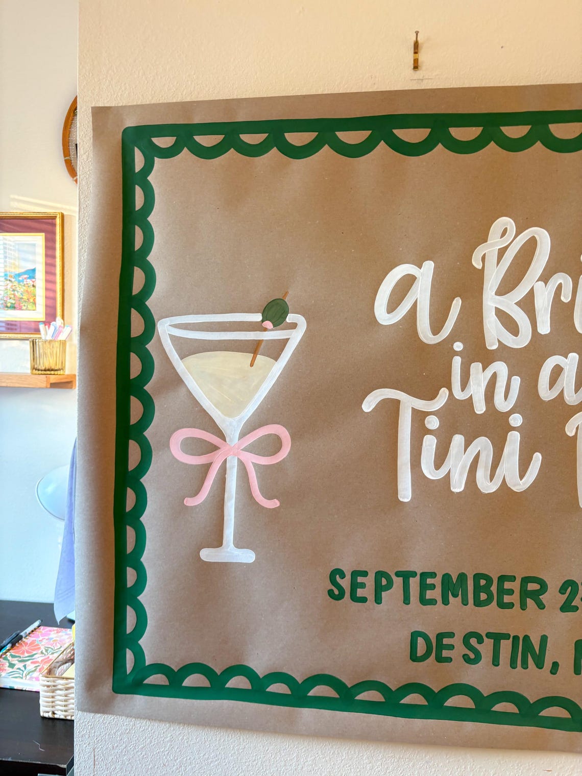Bride in a Tini Bit Banner | Martini Theme, Custom Wording, Brown Paper ...