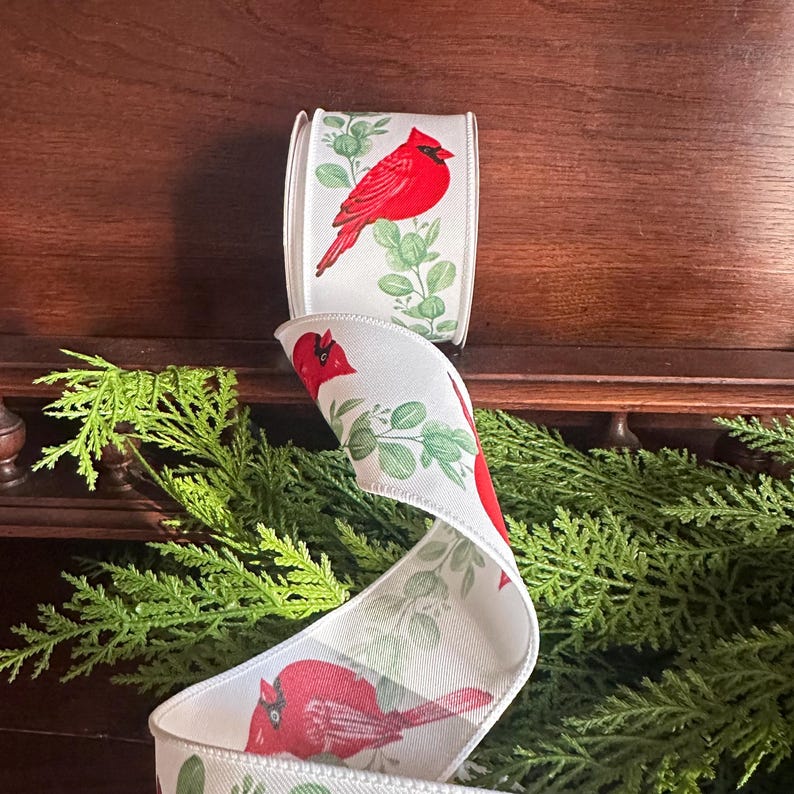 Cardinal Wired Ribbon Craft Supply for Christmas Wreath Decoration Gift ...