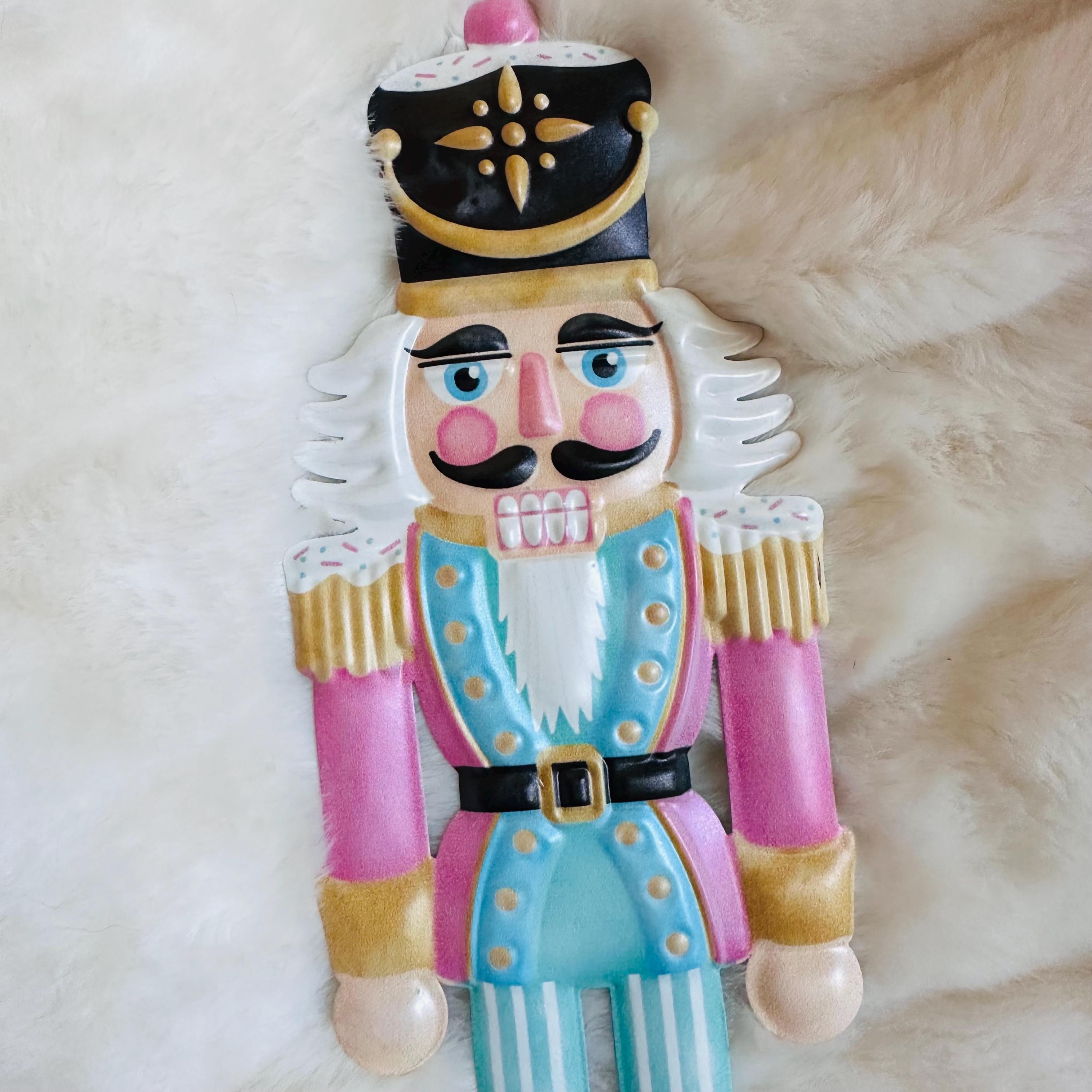 Pastel Metal Nutcracker Soldier With Pink & Mint Decor Festive Holiday ...