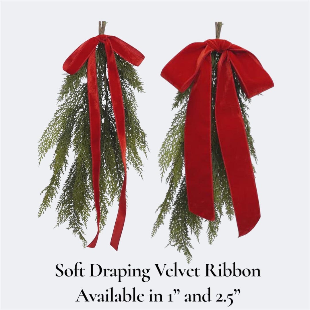 Red Velvet Ribbon Christmas Ribbon Craft Supply for Wreath Making ...