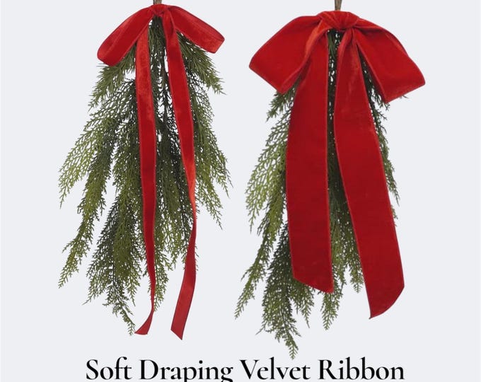 Red Velvet Ribbon Christmas Ribbon Craft Supply for Wreath Making ...
