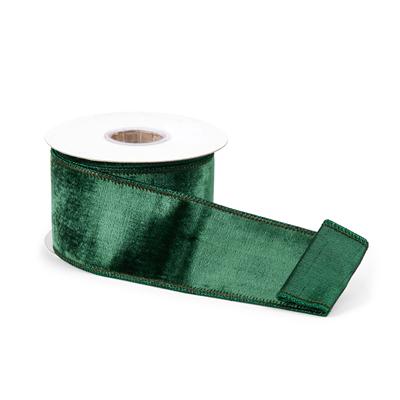 Emerald Green Velvet Wired Ribbon 2.5 Designer Polyester for Christmas ...