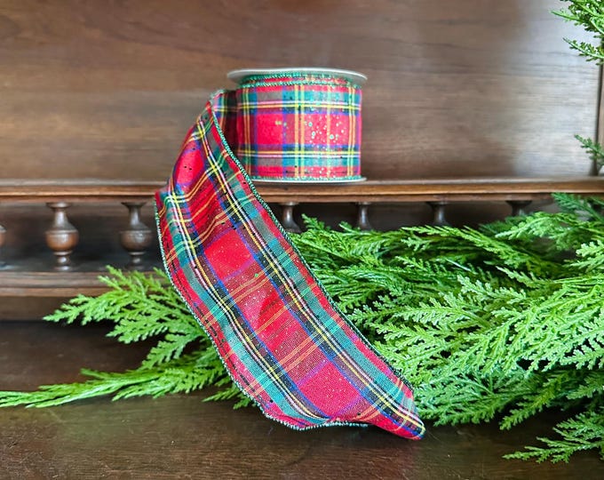 Christmas Plaid Ribbon With Wired Edge, 2.5 Holiday DIY Gift Wrap ...