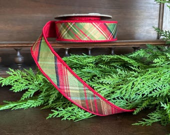 Christmas Juniper Plaid Ribbon With Wired Edge, Holiday DIY Gift Wrap ...