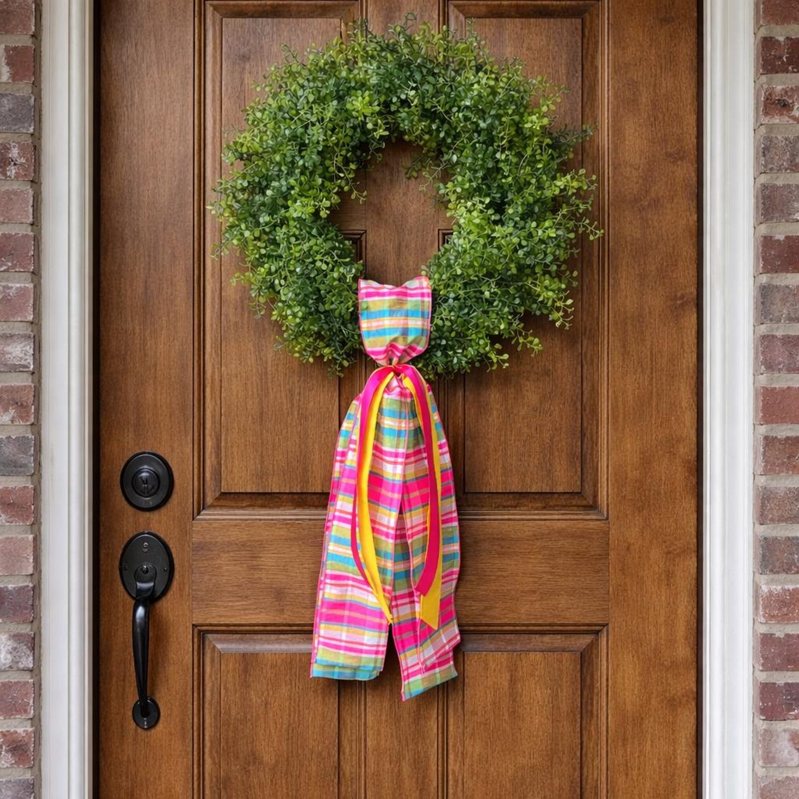 Plaid Wreath Sash With Ribbon Spring Summer Front Door Decor Handmade ...