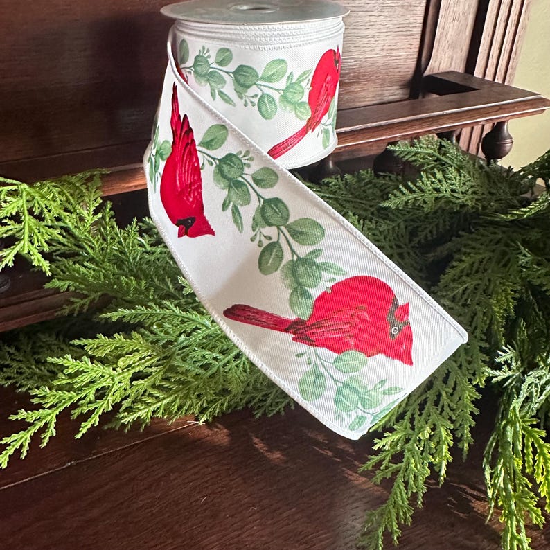 Cardinal Wired Ribbon Craft Supply for Christmas Wreath Decoration Gift ...