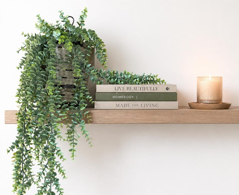Hanging Eucalyptus Greenery Artificial Bush Fake Plant Shelf Decor ...